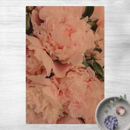 Bilderwelten Kork-Teppich Landhaus rosa Blumen Korkmatte - Pfingstrosen Hellrosa - Rose Wohnzimmer Schlafzimmer