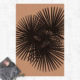 Bilderwelten Kork-Teppich Tropisch schwarz weiss Korkmatte - Palmenfarne in Schwarz-Wei&szlig; - Pflanzen Wohnzimmer Schlafzimmer