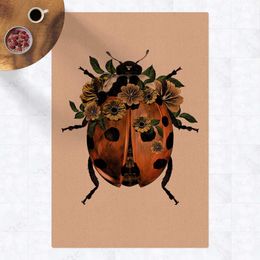 Bilderwelten Kork-Teppich Illustration rot Tiere Korkmatte - Illustration floraler Marienk&auml;fer - Insekten Wohnzimmer Schlafzimmer