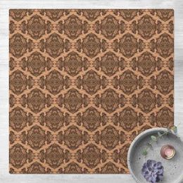 Kork-Teppich - Aquarell Barock Muster mit Ornamenten in Grau - modern grau Korkmatte Barock Wohnzimmer Schlafzimmer