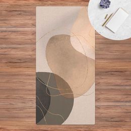 Bilderwelten Kork-Teppich Illustration beige Aquarell - Verspielte Impressionen in Beige - Deko Wohnzimmer Schlafzimmer
