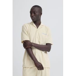 Kurzarmhemd Blend "BHBasti", Herren, Gr. XL, US-Gr&ouml;&szlig;en, bleached sand, 70% Baumwolle, 28% Polyester, 2% Elasthan, unifarben, Basic, Basic normal, V-Ausschnitt, gerader Abschluss, Hemden, Modernes Frottee-Hemd mit Stickerei