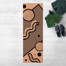 Bilderwelten Kork-Teppich Illustration schwarz weiss Korkmatte - Komposition Neo Memphis Schwarz Wei&szlig; - Geometrisch Wohnzimmer Schlafzimmer