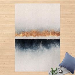 Kork-Teppich - Goldener Horizont Aquarell - Abstrakt gold originell Aquarell Deko Wohnzimmer Schlafzimmer
