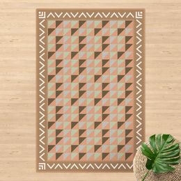 Bilderwelten Kork-Teppich modern gr&uuml;n Fliesenoptik - Geometrische Fliesen kleine Dreiecke Olivgr&uuml;n mit Bord&uuml;re - Geometrisch Wohnzimmer Schlafzimmer