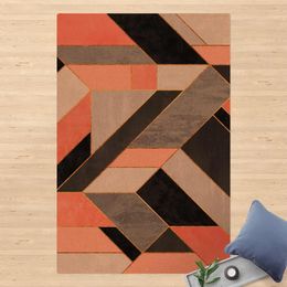 Bilderwelten Kork-Teppich Abstrakt rosa originell Aquarell - Geometrie Rosa und Gold - Geometrisch Wohnzimmer Schlafzimmer