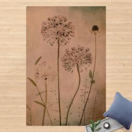 Bilderwelten Kork-Teppich Vintage beige Korkmatte - Lauchbl&uuml;ten in Pastell - Pflanzen Wohnzimmer Schlafzimmer