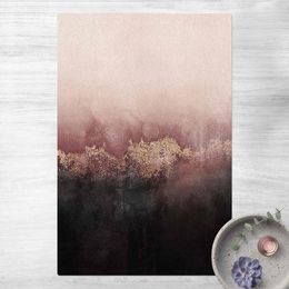 Kork-Teppich - Goldene D&auml;mmerung Rosa - Abstrakt rosa originell Aquarell Deko Wohnzimmer Schlafzimmer