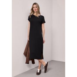 Street One Damen Jerseykleid, schwarz, Gr. 38, unifarben, Jersey, 75% Viskose, 20% Polyester, 5% Elasthan, Kleider, mit Rundhalsausschnitt