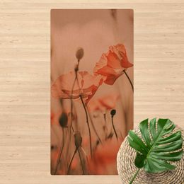 Bilderwelten Kork-Teppich Motiv rot Korkmatte - Mohnbl&uuml;ten im Sommerwind - Mohn Wohnzimmer Schlafzimmer