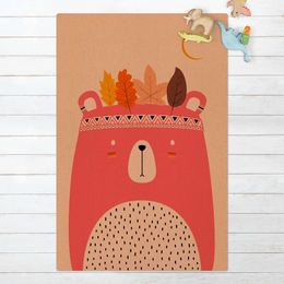 Kork-Teppich - Indianerb&auml;r Pink - Illustration pink Tiere Korkmatte B&auml;r Kinderzimmer Baby M&auml;dchen Jungen