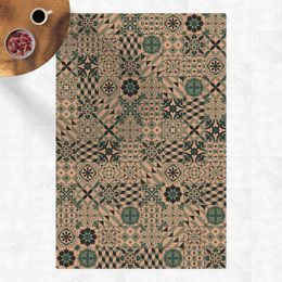 Bilderwelten Kork-Teppich Illustration t&uuml;rkis Fliesenoptik - Geometrischer Fliesenmix T&uuml;rkis - Deko Wohnzimmer Schlafzimmer