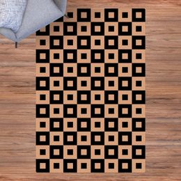 Bilderwelten Kork-Teppich Illustration schwarz weiss Korkmatte - Geometrisches Muster aus Schwarz Wei&szlig;en Quadraten - Geometrisch Wohnzimmer Schlafzimmer