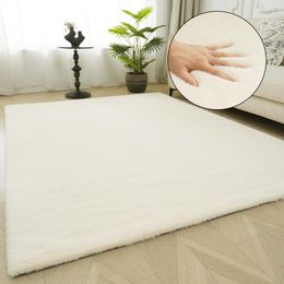 Fellteppich Bruno Banani, B:80cm H:25mm L:150cm, beige, Kunstfaser, Teppiche, "Rabbit 2, Kunstfell Teppich, Modern", Kaninchenfell-Haptik, sehr