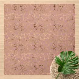 Kork-Teppich - Goldenes Geflecht auf Altrosa - Abstrakt rosa Korkmatte Deko Wohnzimmer Schlafzimmer