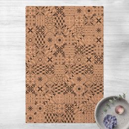 Bilderwelten Kork-Teppich Illustration grau Fliesenoptik - Geometrischer Fliesenmix Grau - Deko Wohnzimmer Schlafzimmer