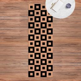 Bilderwelten Kork-Teppich Illustration schwarz weiss Korkmatte - Geometrisches Muster aus Schwarz Wei&szlig;en Quadraten - Geometrisch Wohnzimmer Schlafzimmer