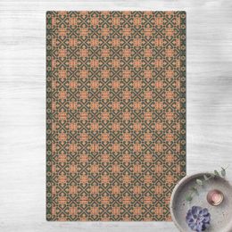 Bilderwelten Kork-Teppich Illustration blau Fliesenoptik - Geometrischer Fliesenmix Herzen Blaugrau - Deko Wohnzimmer Schlafzimmer
