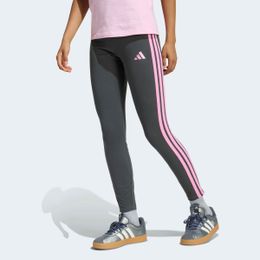 Damen Trainingstights "ESSENTIALS 3-STREIFEN COTTON LEGGINGS"grau six, st tropic bloom, normal, gr., Gr. XS, adidas Sportswear, Obermaterial: 90%