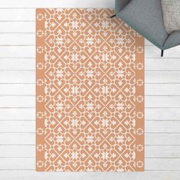 Bilderwelten Kork-Teppich Art Deco weiss Fliesenoptik - Geometrischer Fliesenmix Herzen Wei&szlig; - Deko Wohnzimmer Schlafzimmer