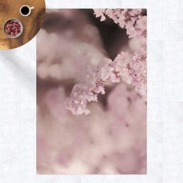 Bilderwelten Kork-Teppich Motiv braun Blumen Korkmatte - Kirschbl&uuml;te im Violetten Licht - Kirschbl&uuml;te Wohnzimmer Schlafzimmer