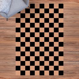 Bilderwelten Kork-Teppich Illustration schwarz weiss Mosaik - Geometrisches Muster Schachbrett Schwarz Wei&szlig; - Deko Wohnzimmer Schlafzimmer