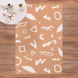 Bilderwelten Kork-Teppich Illustration weiss Korkmatte - Gezeichnete Freiformen Wei&szlig; - Geometrisch Wohnzimmer Schlafzimmer