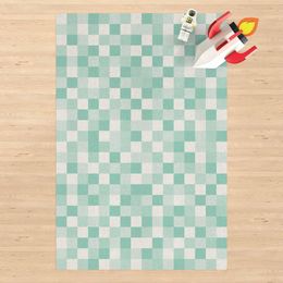 Kork-Teppich - Geometrisches Muster Mosaik Mintgr&uuml;n - Illustration gr&uuml;n Korkmatte Geometrisch Kinderzimmer Baby M&auml;dchen Jungen