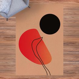 Bilderwelten Kork-Teppich Illustration rosa originell Korkmatte - Abstrakte Formen - Schwarze Sonne - Deko Wohnzimmer Schlafzimmer