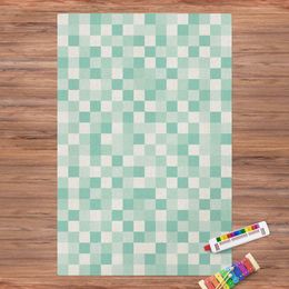 Bilderwelten Kork-Teppich Illustration gr&uuml;n Korkmatte - Geometrisches Muster Mosaik Mintgr&uuml;n - Geometrisch Kinderzimmer Baby M&auml;dchen Jungen