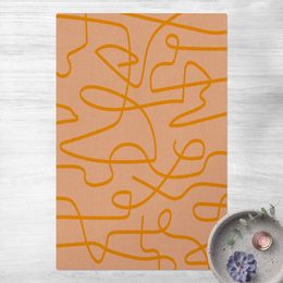 Bilderwelten Kork-Teppich Line Art gelb Korkmatte - Abstrakter Linienfluss Sonnengelb - Streifen Wohnzimmer Schlafzimmer