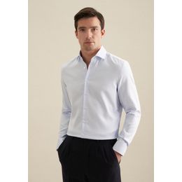 Seidensticker Herren Businesshemd "Schwarze Rose", blau, Gr. 46, Strukturmuster, gemustert, 100% Baumwolle, Hemden, Shaped 1/1 Kentkragen Struktur