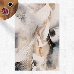 Bilderwelten Kork-Teppich Abstrakt gold originell Aquarell - Goldene abstrakte Wintermalerei - Deko Wohnzimmer Schlafzimmer