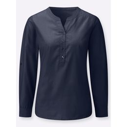 Casual Looks Damen Longbluse, blau, Gr. 40, unifarben, 50% Baumwolle, 50% Polyester, Blusen