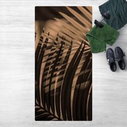 Bilderwelten Kork-Teppich Motiv gr&uuml;n Natur Korkmatte - Schattenspiel auf Palmenwedel - Palme Wohnzimmer Schlafzimmer