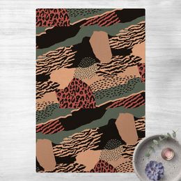 Bilderwelten Kork-Teppich Illustration grau Tiere Korkmatte - Animalprint Zebra Tiger Leopard Asien - Deko Wohnzimmer Schlafzimmer