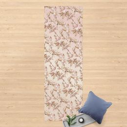 Bilderwelten Kork-Teppich Illustration beige Aquarell - Romantisches Bl&uuml;tenaquarell Natur Sand - Deko Wohnzimmer Schlafzimmer