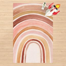 Bilderwelten Kork-Teppich modern rosa originell Aquarell - Aquarell Regenbogen Rosa - Regenbogen Wohnzimmer Schlafzimmer
