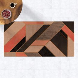 Bilderwelten Kork-Teppich Abstrakt rosa originell Aquarell - Geometrie Rosa und Gold - Geometrisch Wohnzimmer Schlafzimmer