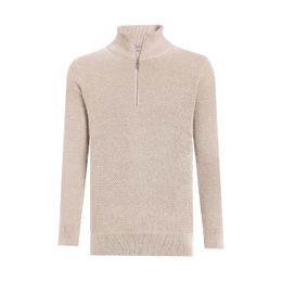 FELIX HARDY Herren Stehkragenpullover "Pullover mit halbem Rei&szlig;verschluss"beige, Gr. L, 100% Baumwolle, Pullover