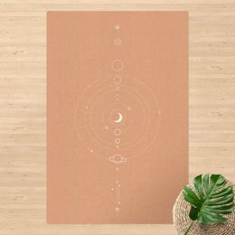 Bilderwelten Kork-Teppich Illustration weiss Spirituell Korkmatte - Astrologie Umlaufbahn Planeten Wei&szlig; - Sternzeichen Wohnzimmer Schlafzimmer