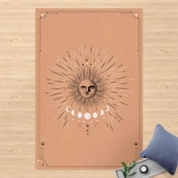 Bilderwelten Kork-Teppich Vintage schwarz Spirituell Korkmatte - Astrologie Im Mittelpunkt die Sonne - Retro Wohnzimmer Schlafzimmer