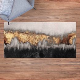 Bilderwelten Kork-Teppich Abstrakt gold originell Aquarell - Goldspuren in Aquarell - Deko Wohnzimmer Schlafzimmer