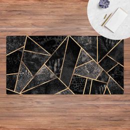 Bilderwelten Kork-Teppich Abstrakt schwarz originell Aquarell - Graue Dreiecke Gold - Geometrisch Wohnzimmer Schlafzimmer