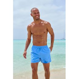 H.I.S. H.I.S Herren Badeshorts, blau, Gr. S, kontrastfarbene Details, unifarben, Recycling-Polyester, Badehosen