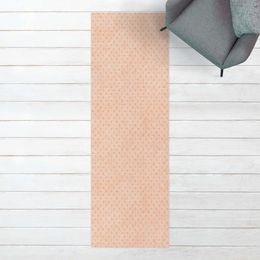 Bilderwelten Kork-Teppich Illustration beige Korkmatte - Rosa Punkte auf heller Schraffur - Punkte Wohnzimmer Schlafzimmer