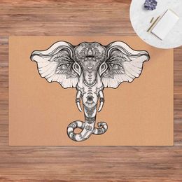 Bilderwelten Kork-Teppich Orientalisch schwarz Tiere Korkmatte - Spiritueller Indischer Elefant - Meditation Wohnzimmer Schlafzimmer