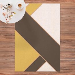 Bilderwelten Kork-Teppich Illustration braun Korkmatte - Eckiges Geflecht Sand - Geometrisch Wohnzimmer Schlafzimmer