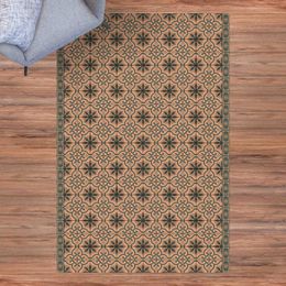 Bilderwelten Kork-Teppich Illustration blau Fliesenoptik - Geometrischer Fliesenmix Kreuz Blaugrau - Deko Wohnzimmer Schlafzimmer