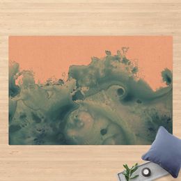 Bilderwelten Kork-Teppich Abstrakt blau originell Korkmatte - Welle Aquarell T&uuml;rkis I - Deko Wohnzimmer Schlafzimmer